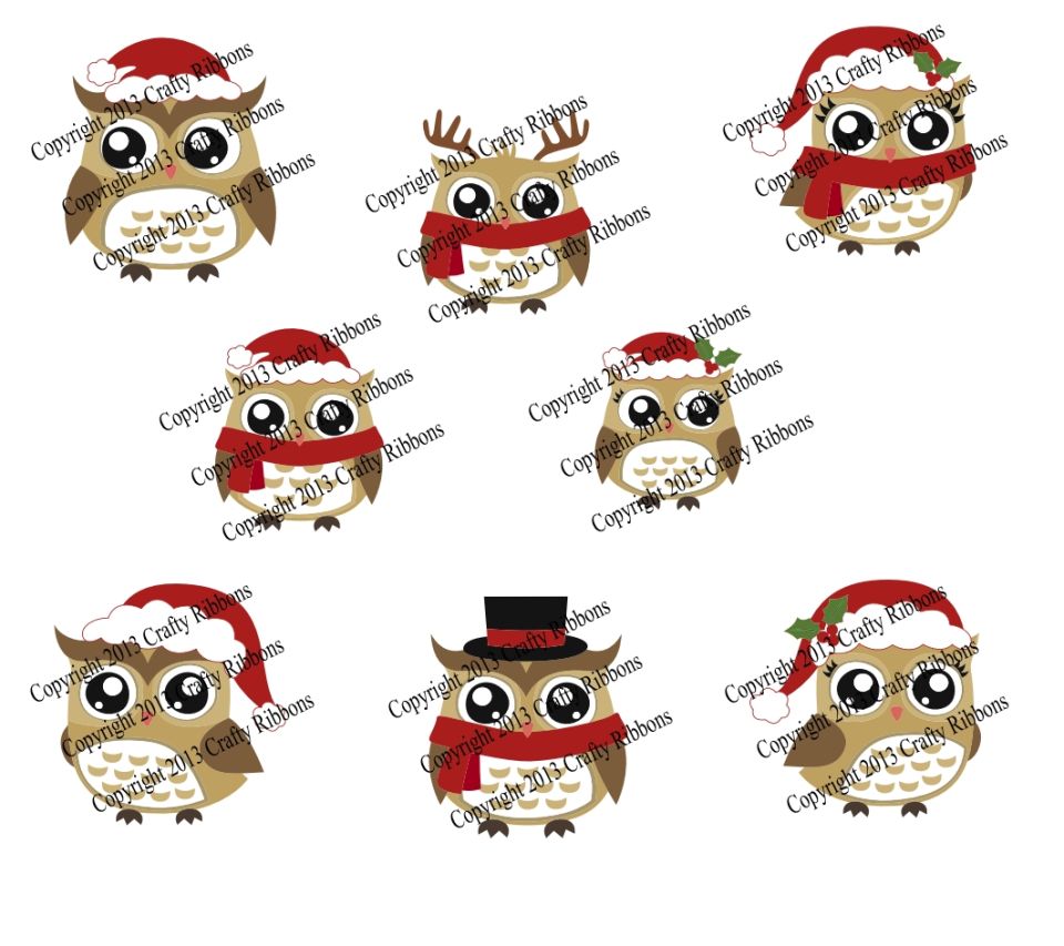Christmas Owl - Digi Stamp set of 8 from Crafty Ribbons #6374