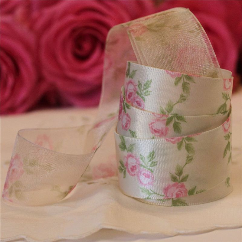 Vintage Rose Ribbon - Antique/Pink